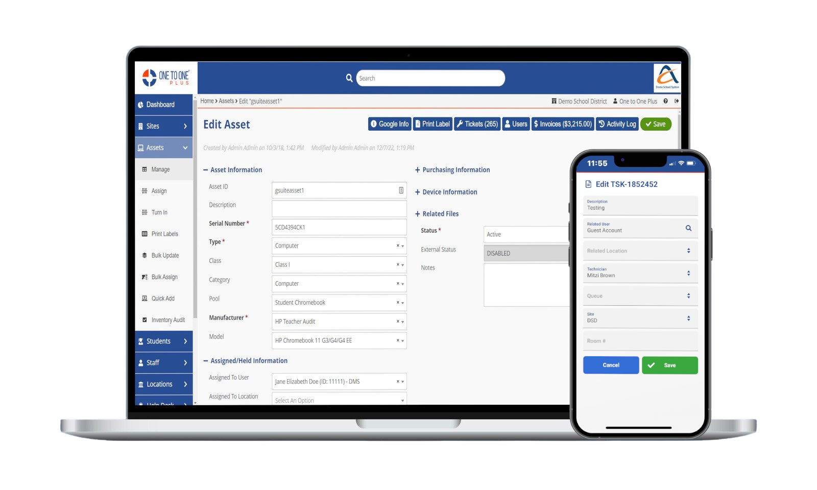 One to One Plus – K-12 Asset Management and Help Desk Software